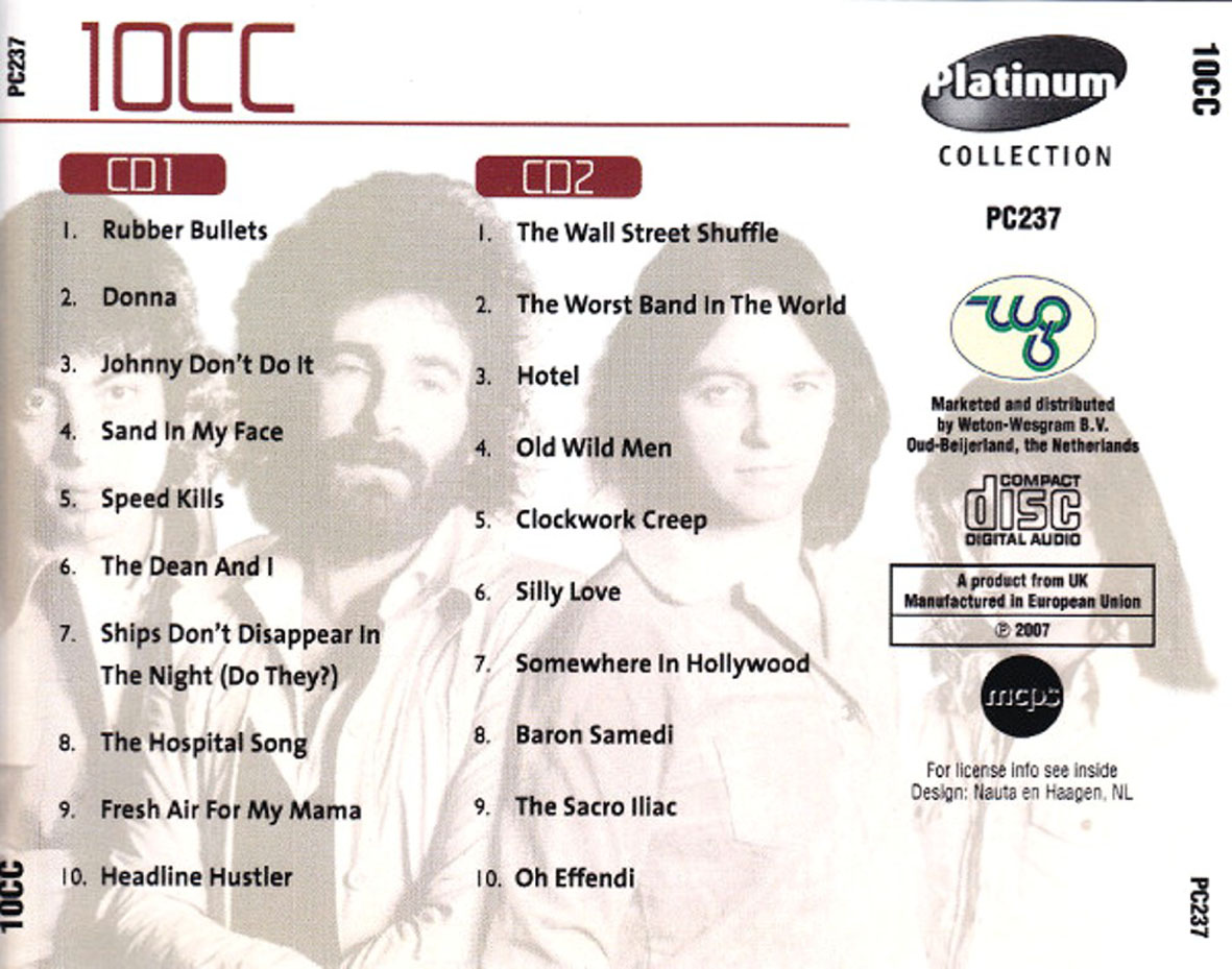 10cc Platinum Collection : Back | CD Covers | Cover Century | Over 1. ...